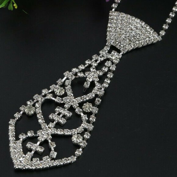 Jewelry | Luxury Evening Dazzle Drip Rhinestone Tie Necklace | Poshmark